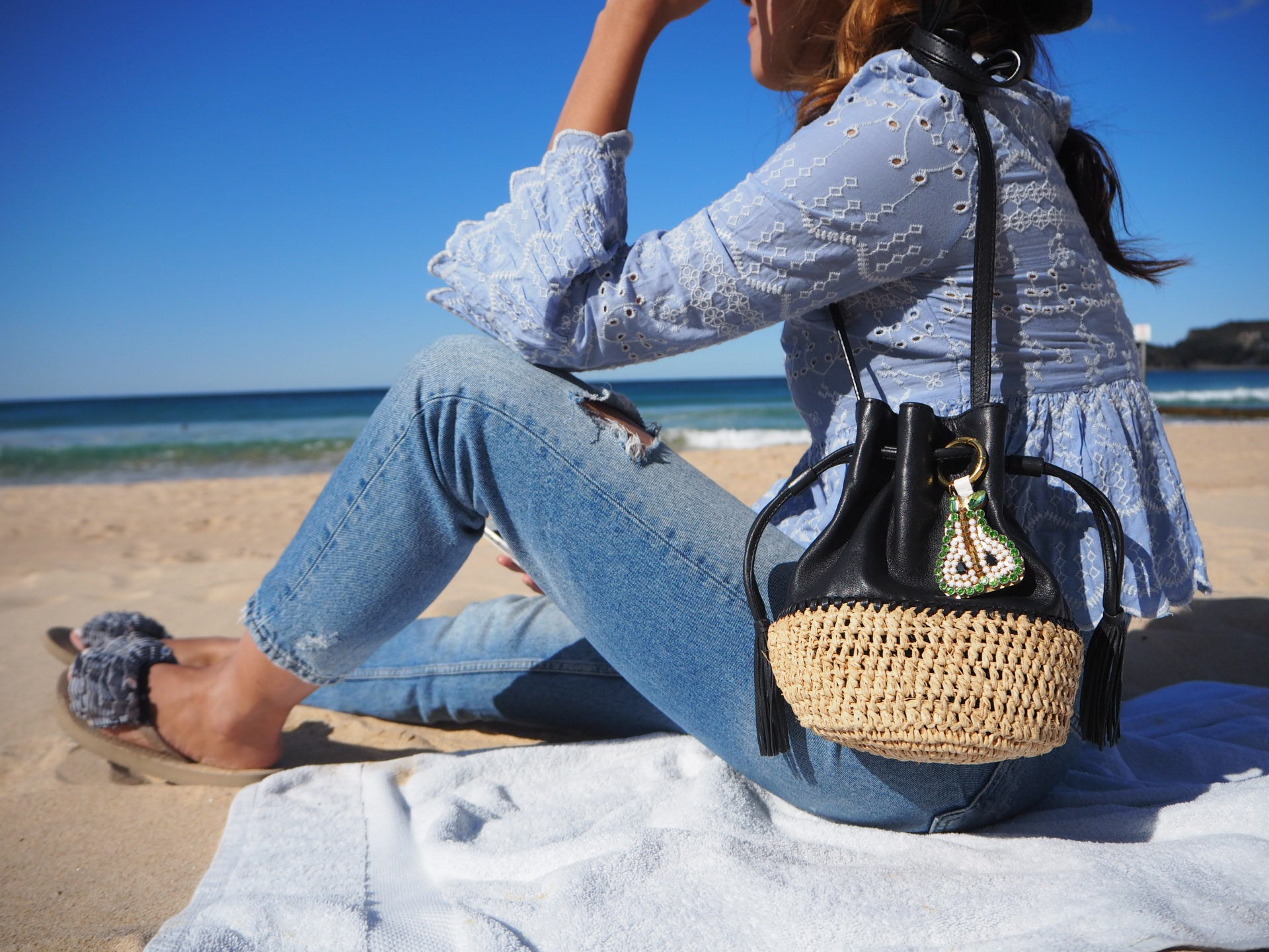 Pear Key Holder- Green Crystal Rhinestone Fruits Key Rings