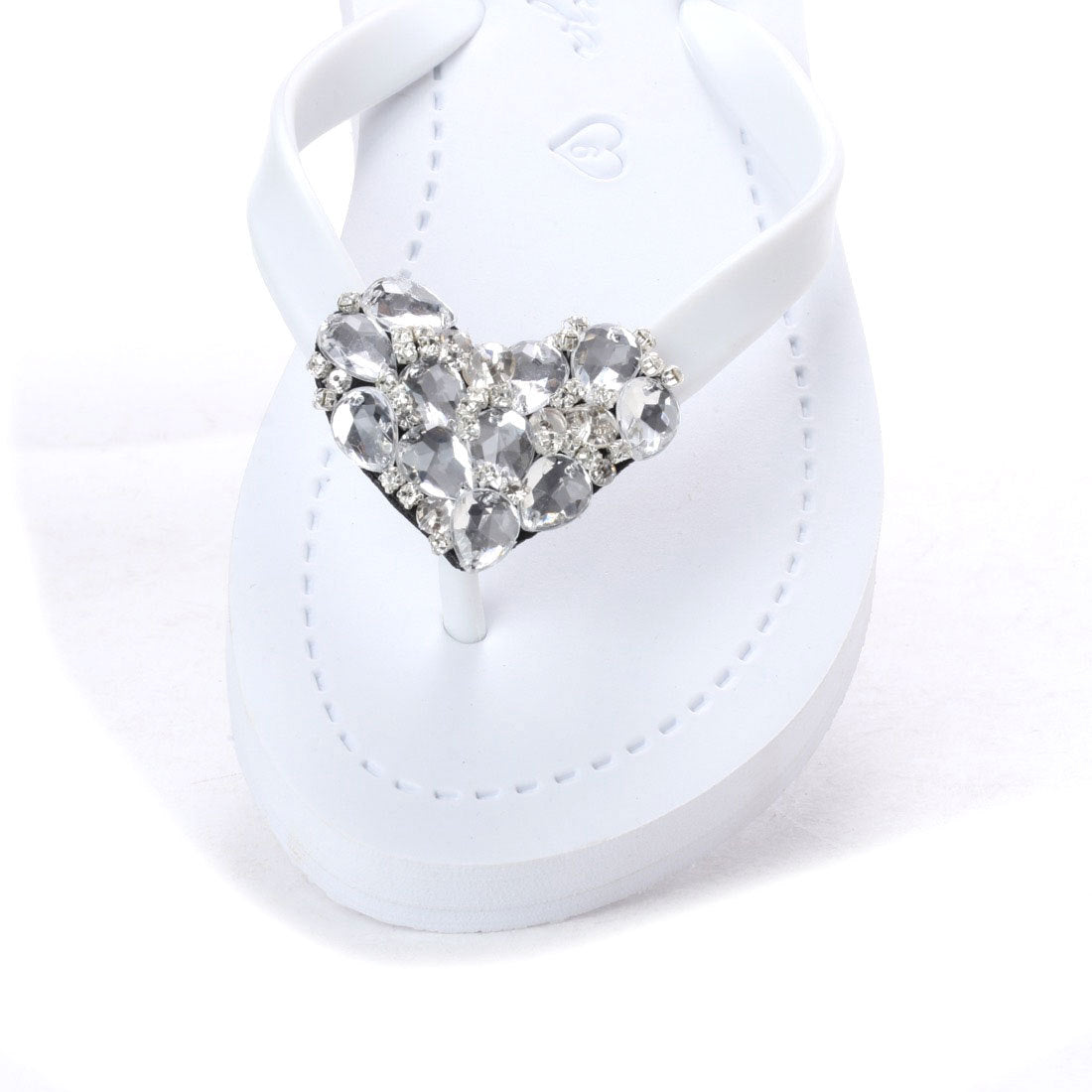 Crystal Heart - Rhine Stone Embellished Women's flat Flip Flops