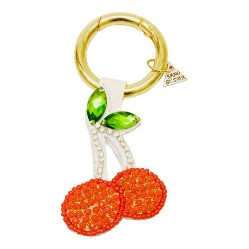 Key Ring- Red Cherry Fruits Embellished Embroidery